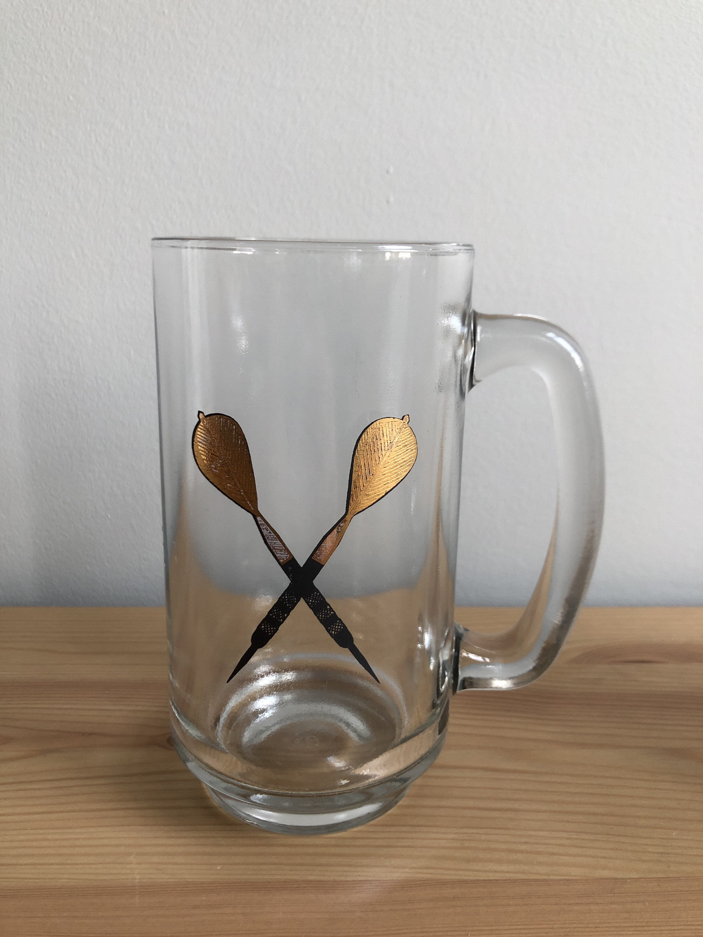 Extra Large Vintage Glass Beer Mug with Darts Drinkware Pint Glasses ...
