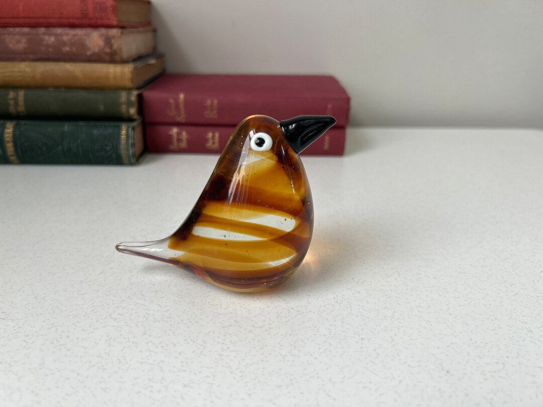 Vintage Handblown Amber Swirl Glass Bird - Etsy