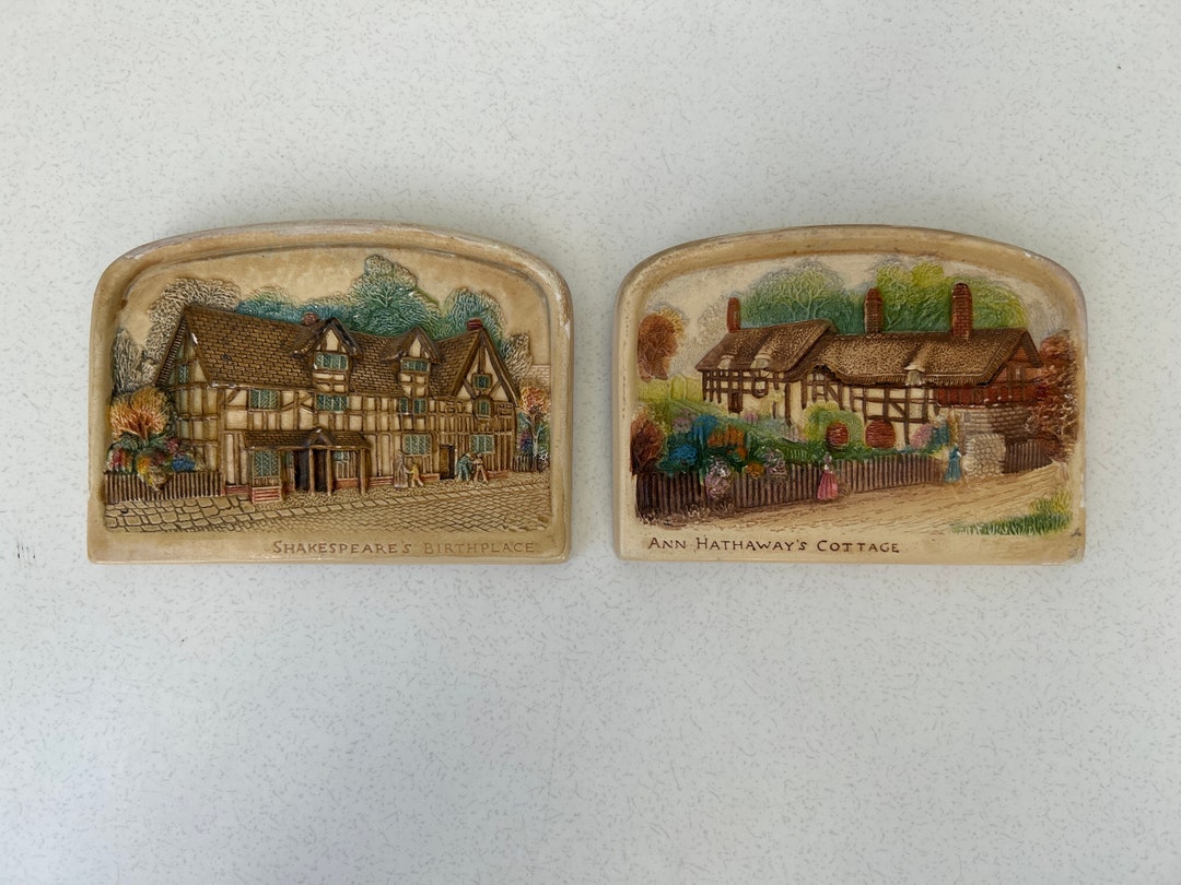 Set of 2 WH Bossons Chalkware Plaques of Famous English Abodes - Etsy