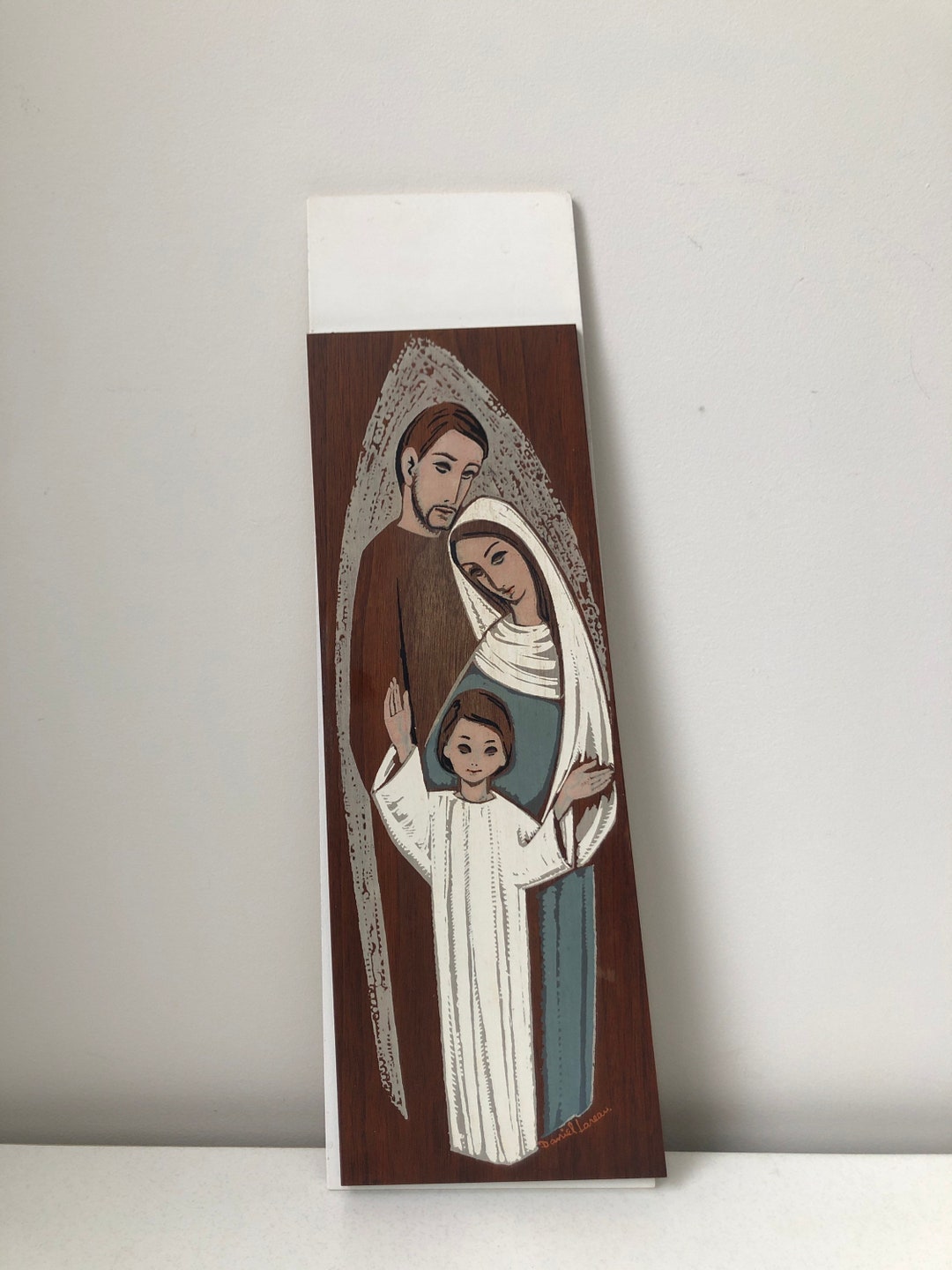 Vintage MCM Daniel Lareau Religious Art on Wooden Panel - Etsy