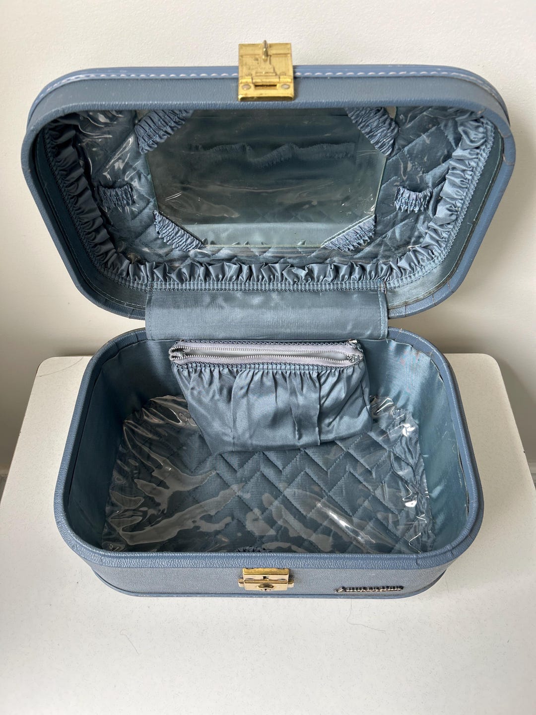 Vintage Laurentian Deluxe Blue Hard Train Case Makeup Case - Etsy