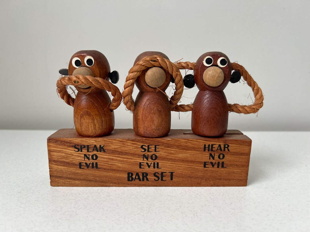 Vintage Wooden Monkeys Bar Tool Set Hear No See No Speak No Evil - Etsy