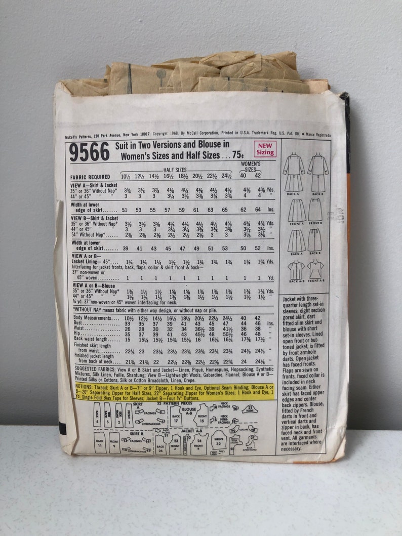 Vintage Mccalls 9566 Sewing Pattern Womens Size 10.5 - Etsy