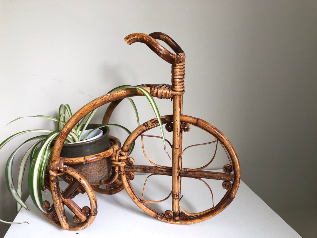 Vintage Bamboo Bicycle Plant Stand - Etsy