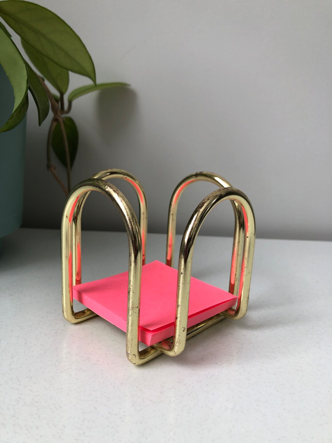 Vintage Brass Plated Art Deco Post It Note Holder Office Decor - Etsy