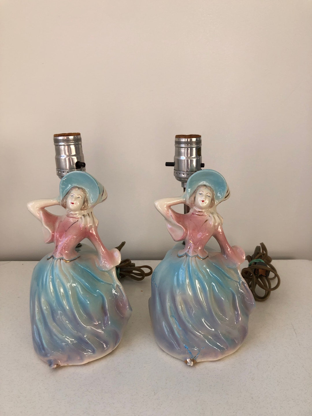 Vintage Ceramic Lady Lamp - Etsy