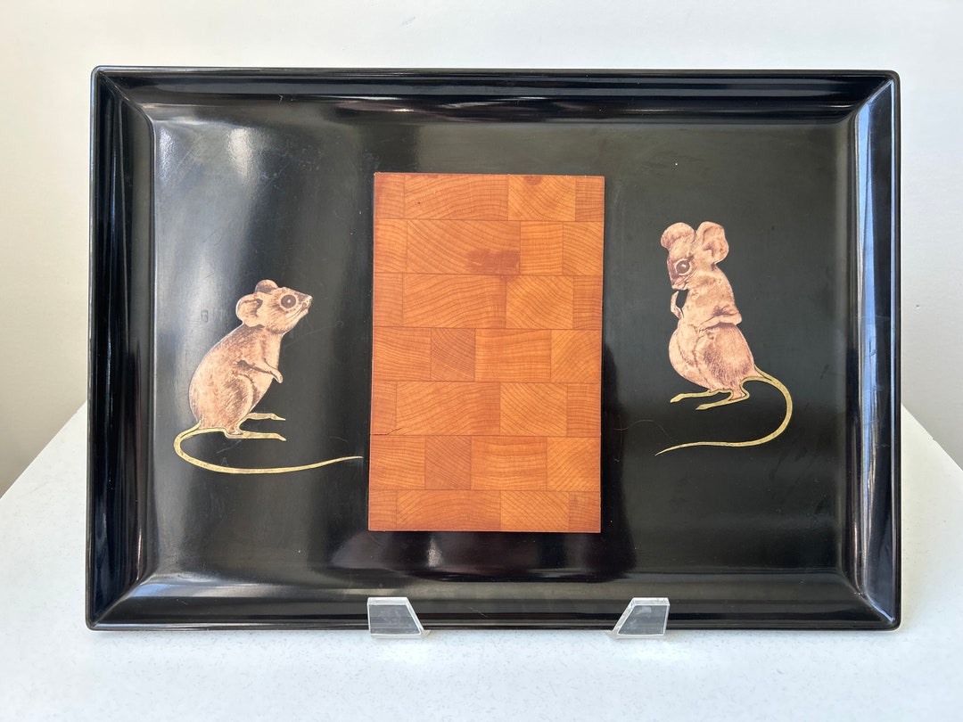 Vintage Couroc of Monterey Inlayed Mice With Centre Cheeseboard Tray - Etsy