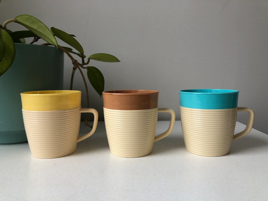 Set of 3 Colourful Raffiaware Thermo Temp Mugs - Etsy