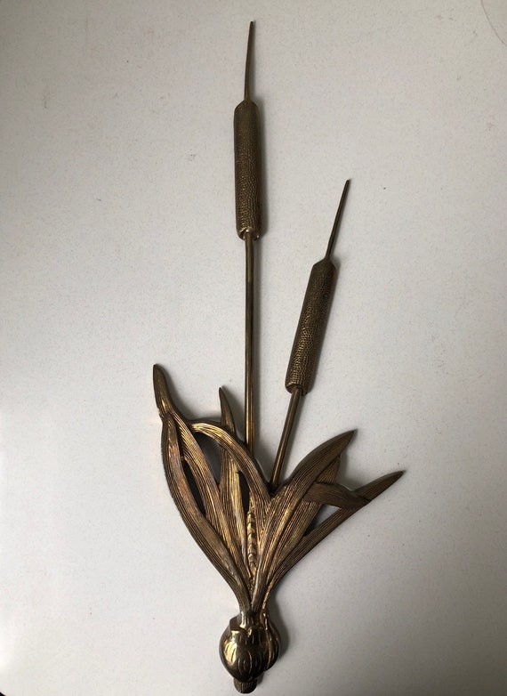 Vintage Solid Brass Cattails Wall Decor - Etsy