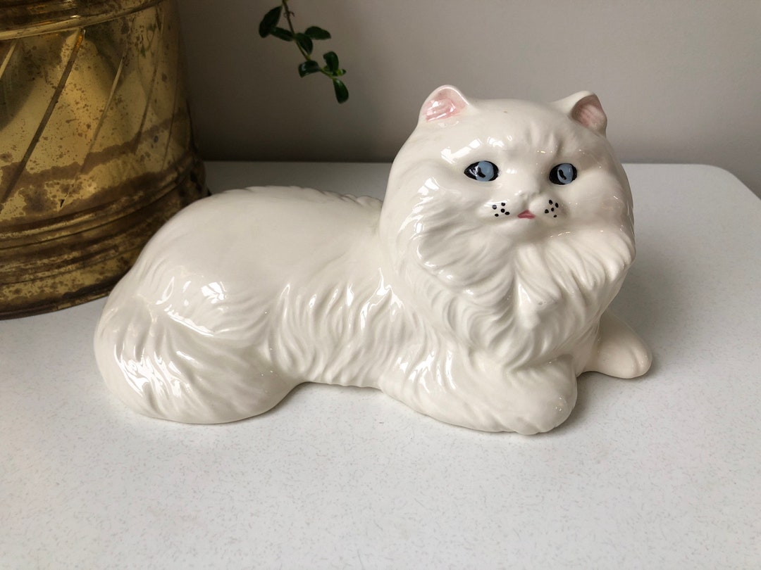 Vintage Plaster/ceramic White Persian Cat - Etsy
