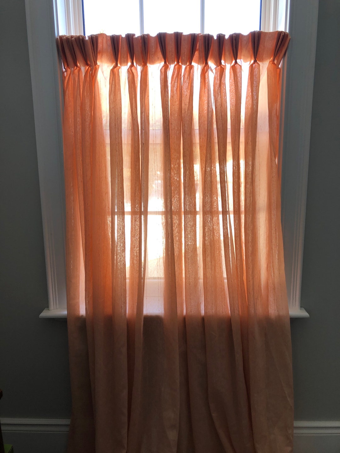 Set of 2 Vintage Pleated Textured Peach Curtain Panels - Etsy