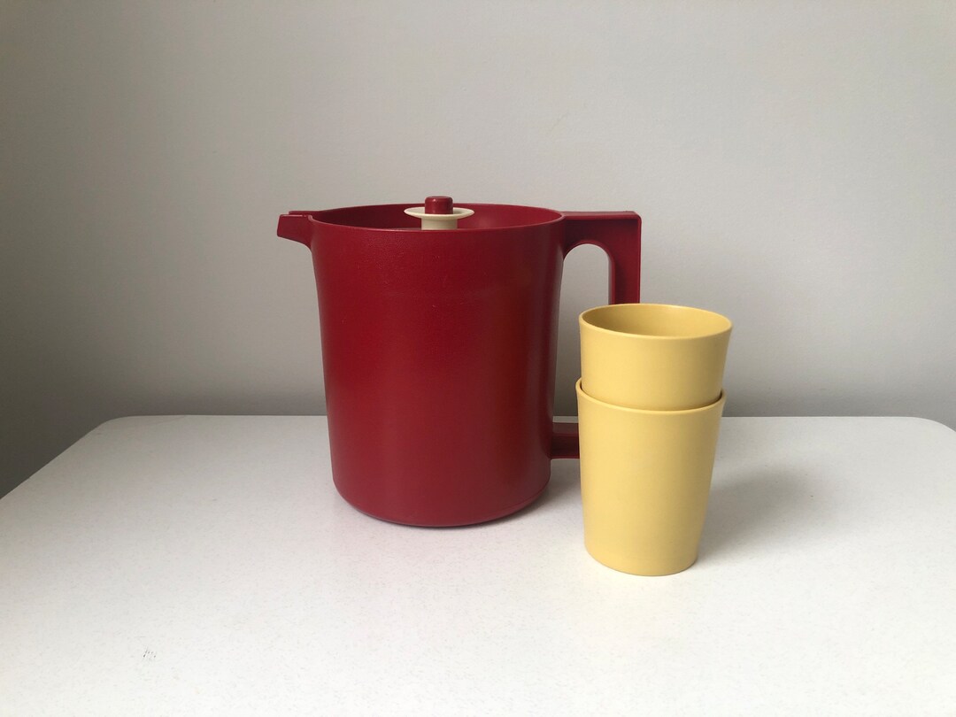 Vintage Red Tupperware Half Jug and Juice Cups - Etsy