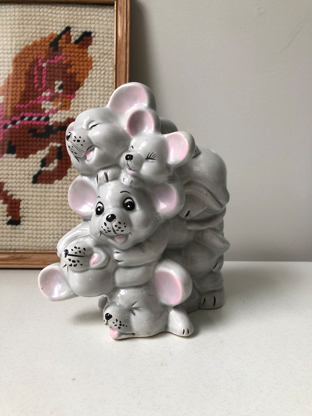 Vintage Ceramic Cute Stacked Mice Coin Bank - Etsy