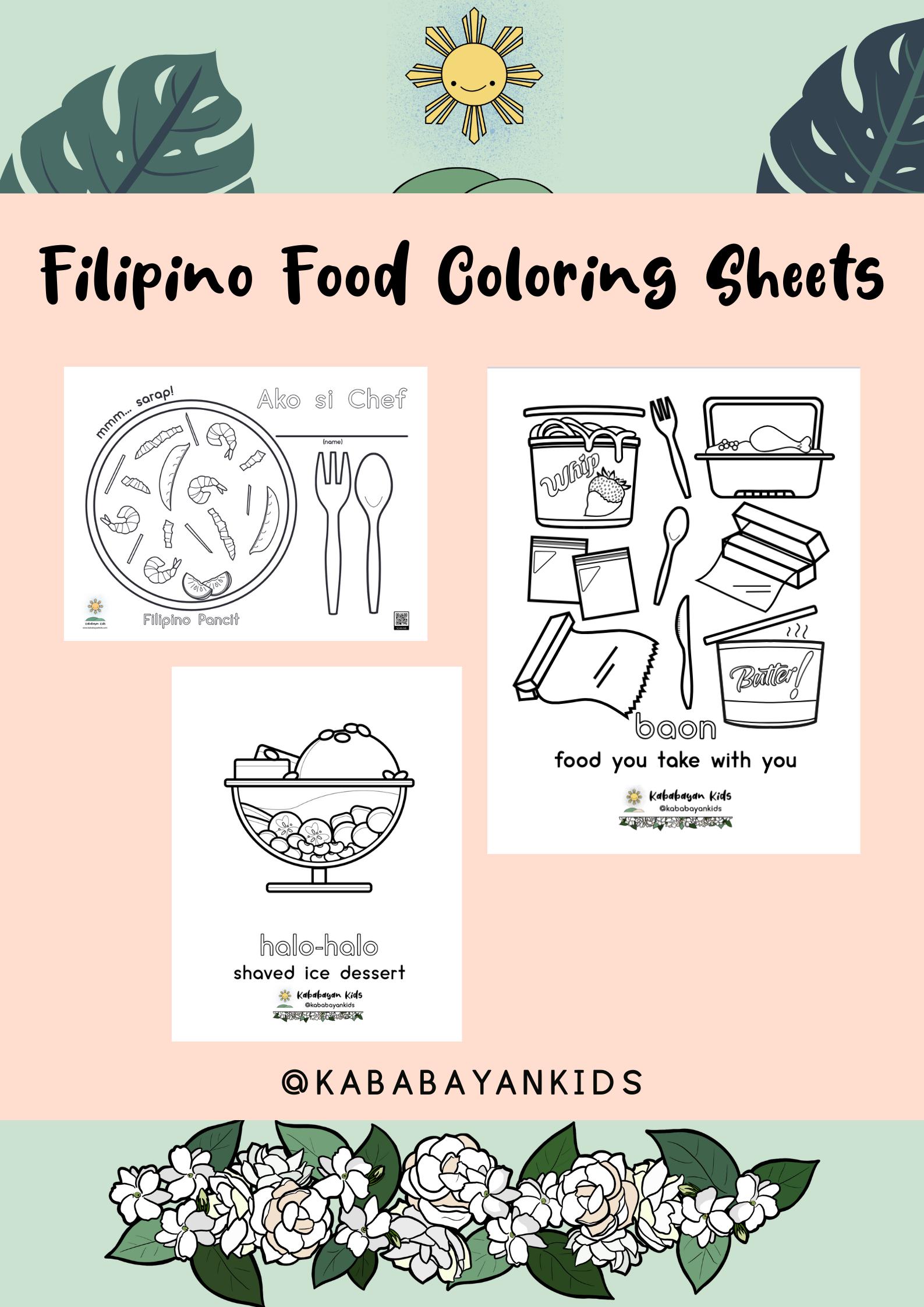 Filipino Food Coloring Sheets - Etsy