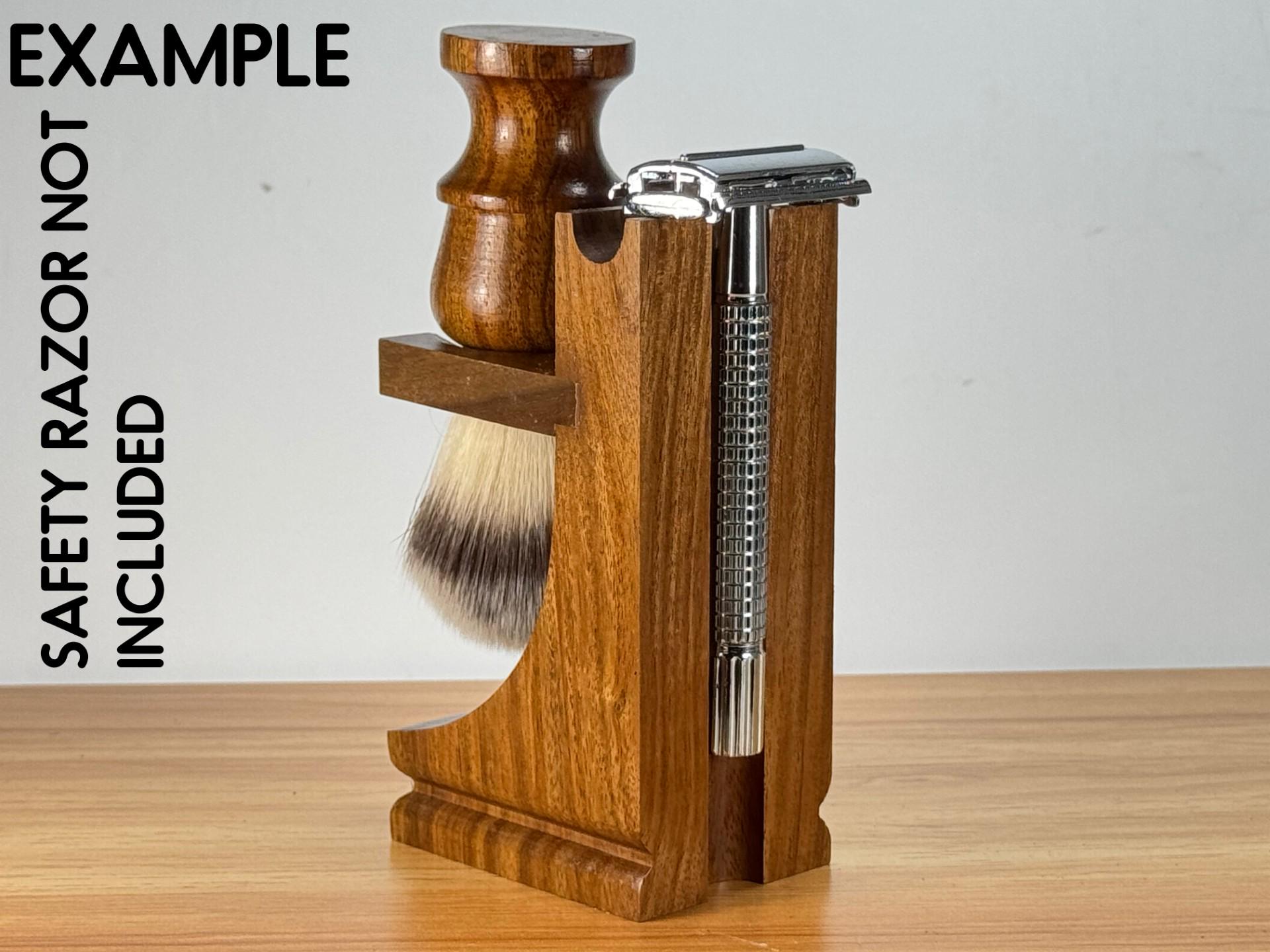 Customized Handmade Wood Shaving Kit for Men Brush and Razor Display ...
