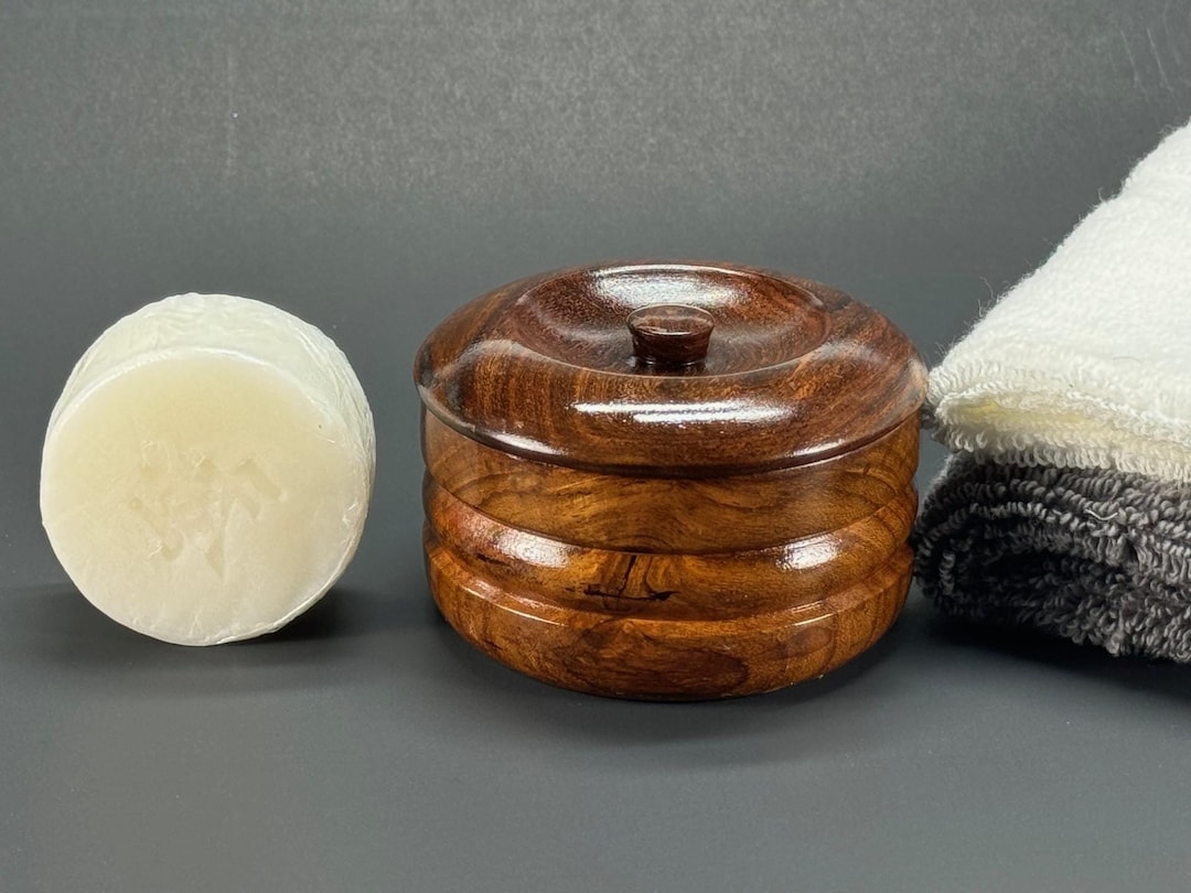 Handmade Rosewood Shaving Soap Bowl With Lid & Soap Puck - Etsy