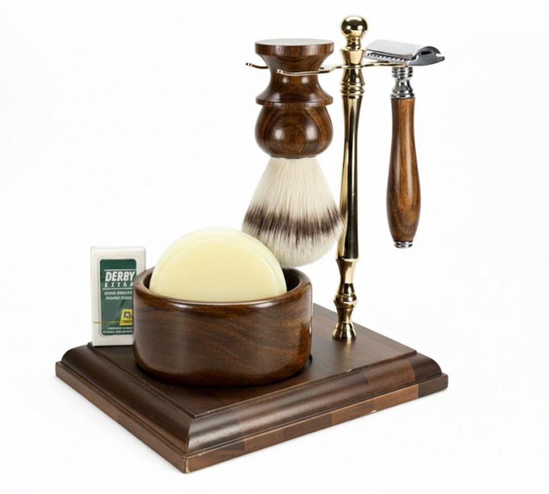 Personalized Men Grooming Gift Wooden Shaving Kit Safety Razor Vegan ...