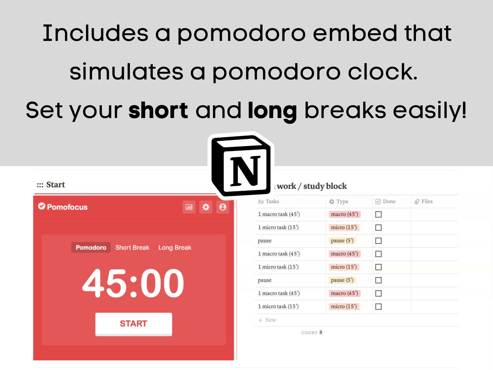 Pomodoro Technique Notion Template Notion Template Notion | Etsy