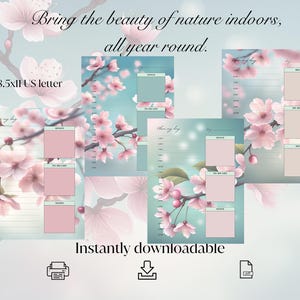 Cherry Blossom Floral Planner Bundle | Weekly, Daily & Monthly PDF ...