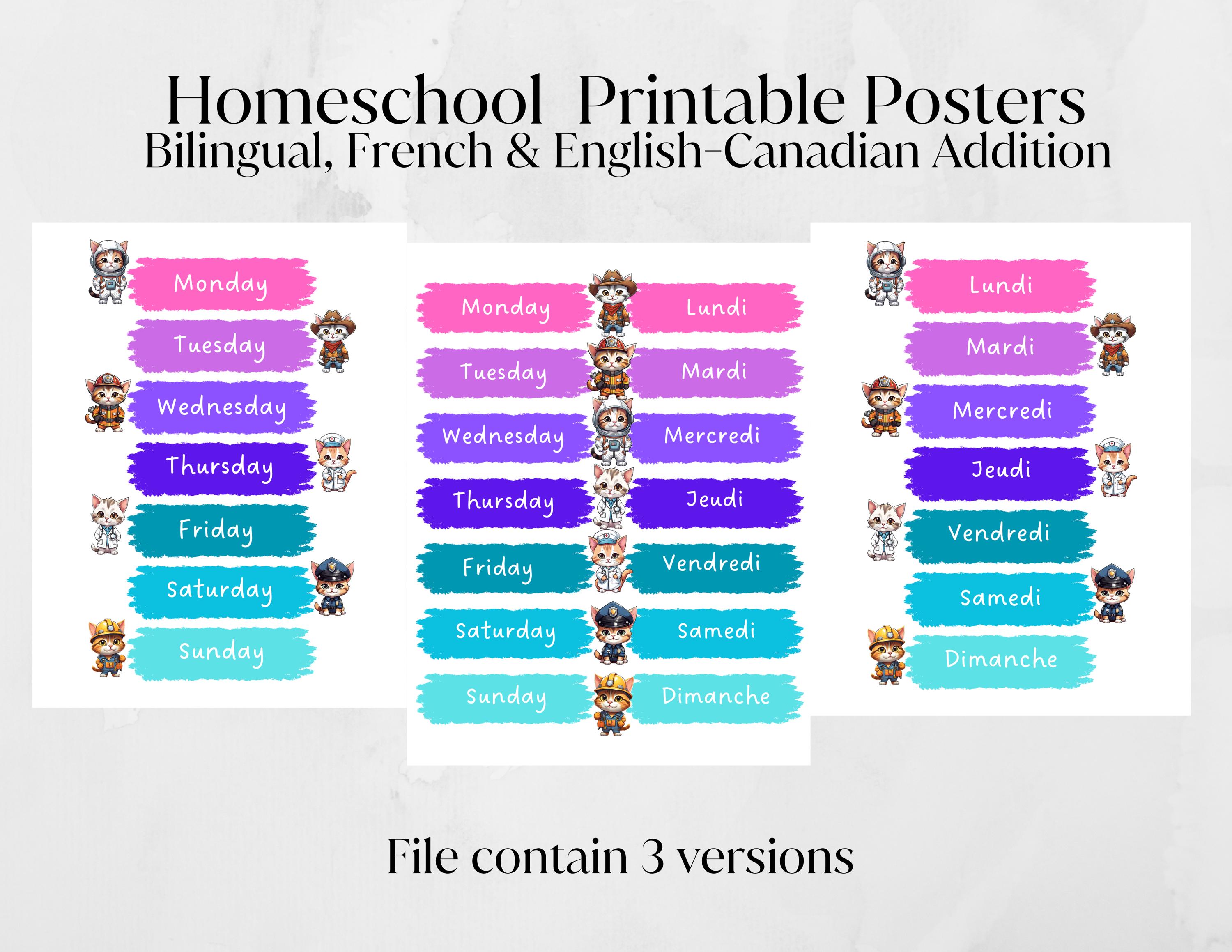 Printable Bilingual French-english Educational Posters | Homeschool ...