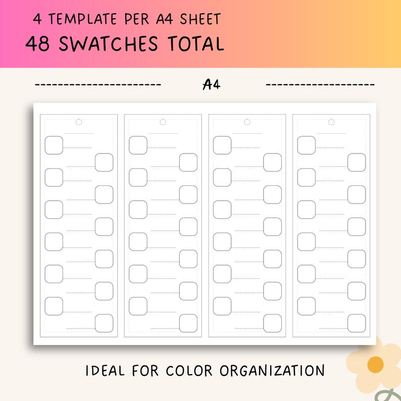 Portable Color Swatch Template - Mini Size, Blank, Pastel Color Swatch ...