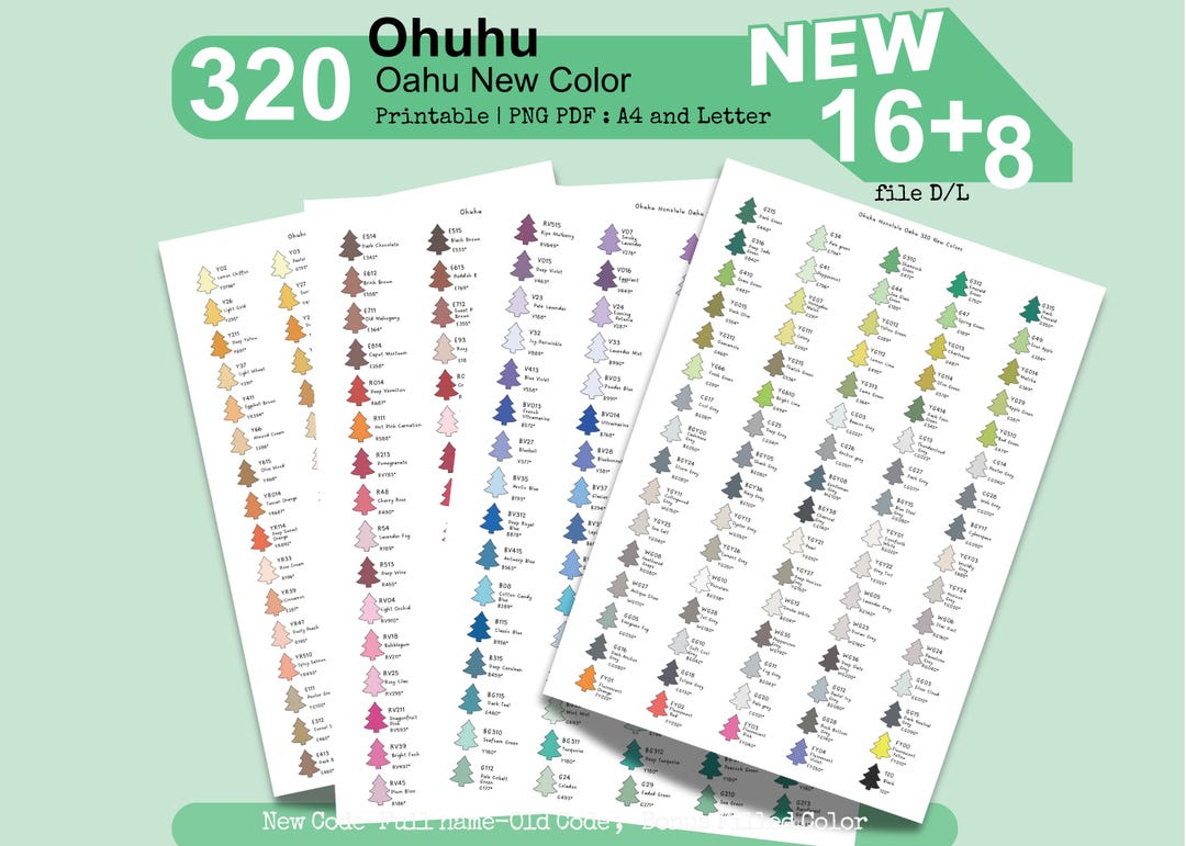 320 Color Swatch Ohuhu Oahu B New Color Chart: Xmas Tree Theme (PDF ...