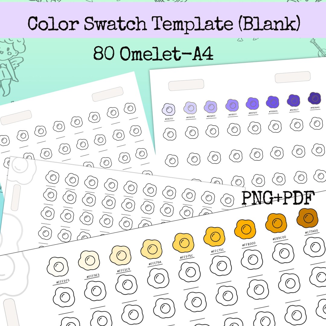Printable Swatch,color Palette Sheet,digital Swatch Care,color ...