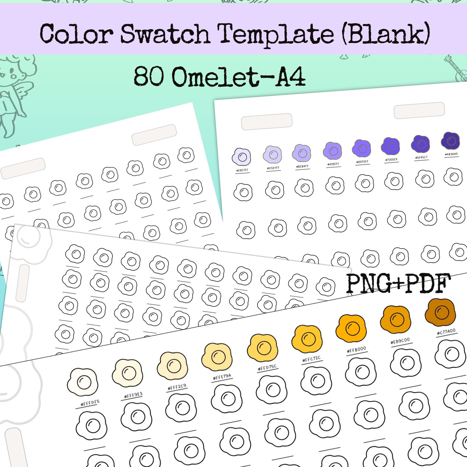 80 Color Swatch Template: A4 Color Palette Sheet (PNG & PDF) - Etsy