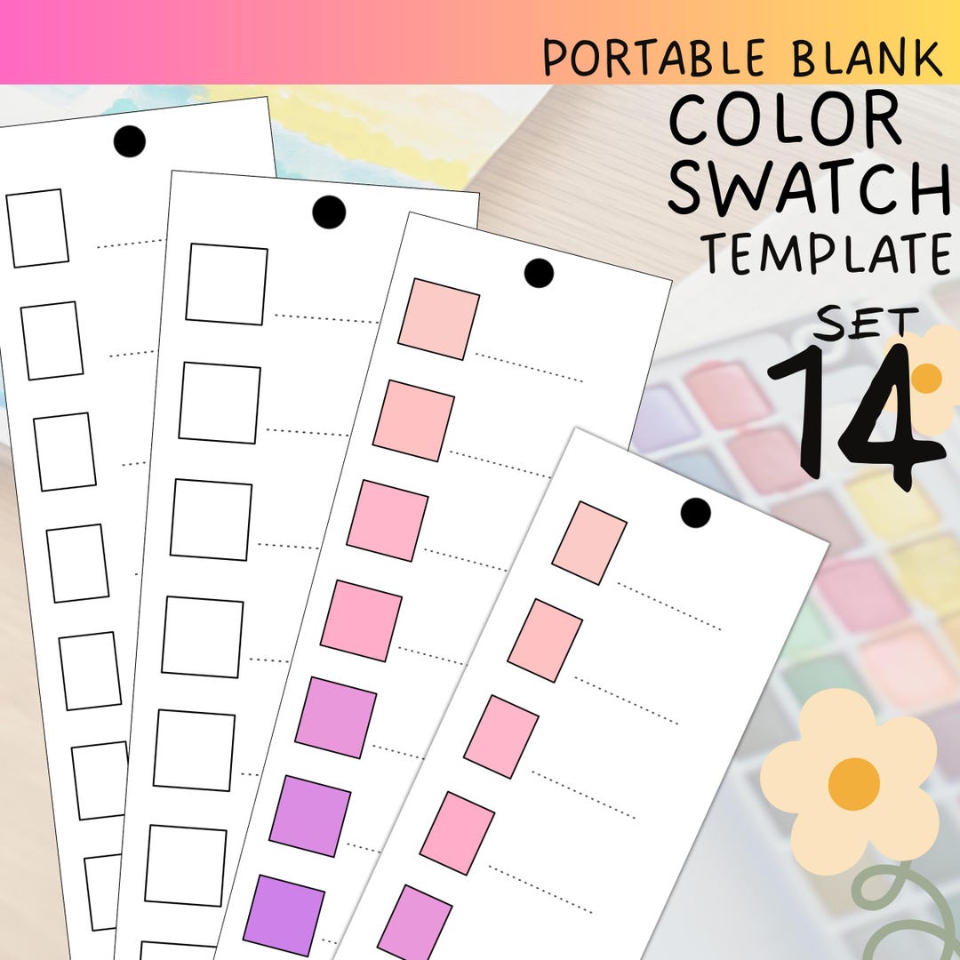 Duo Portable Color Swatch Template - Mini Size, Blank,14pastel Color ...