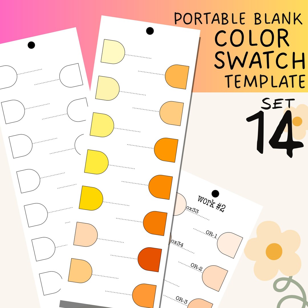 Portable Color Swatch Template - Mini Size, Blank,14pastel Color Swatch ...