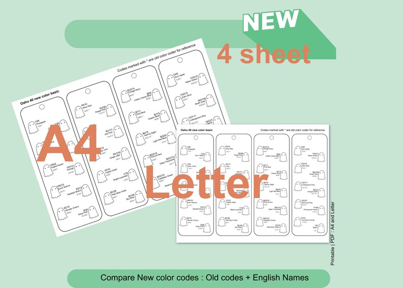 Ohuhu Oahu 100 Color Chart: Ghost Theme (PDF & PNG) - Etsy