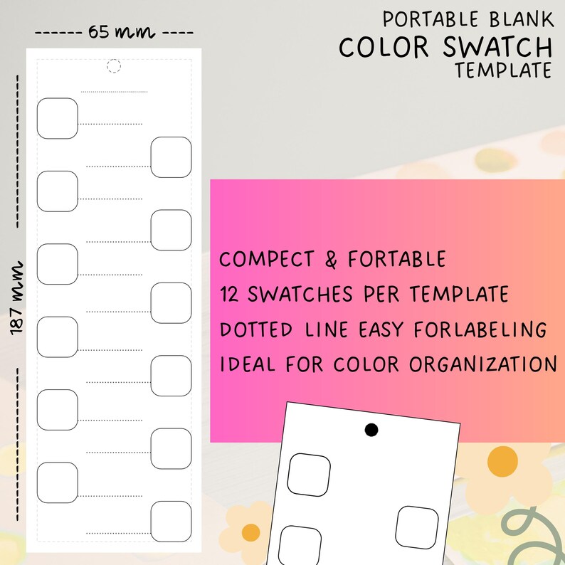 Portable Color Swatch Template Printable, 12 Color Boxes, 8 Files PDF ...