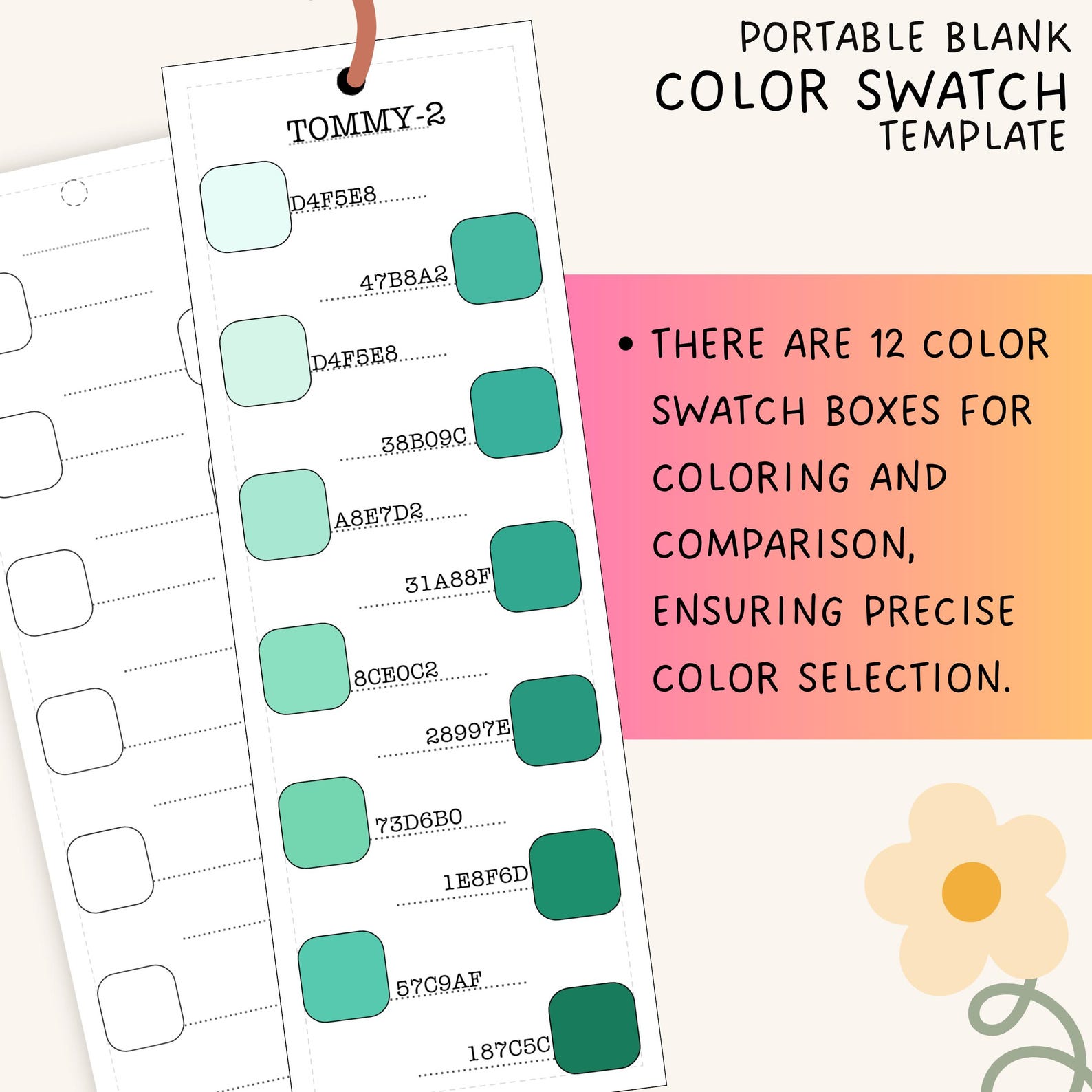 Portable Color Swatch Template - Mini Size, Blank, Pastel Color Swatch ...