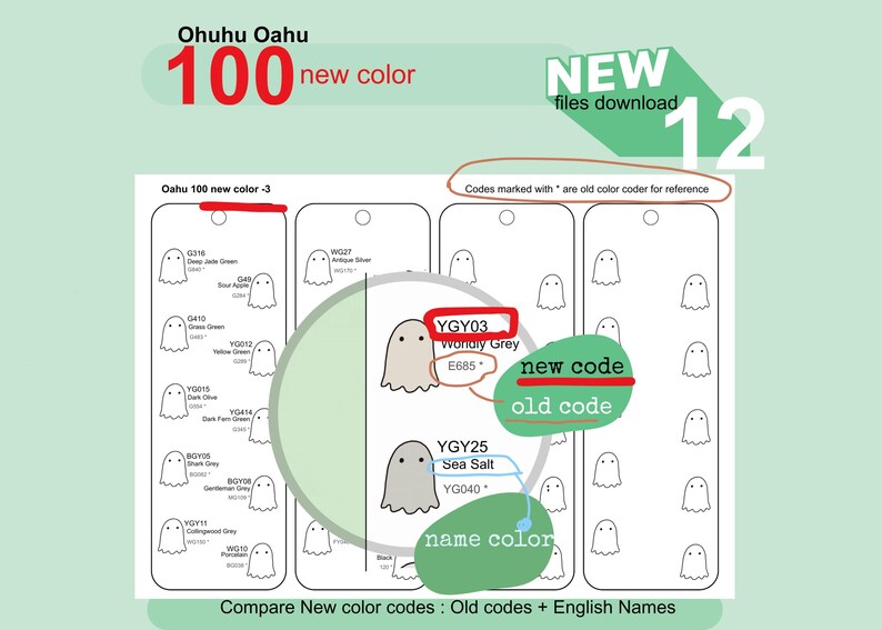 Ohuhu Oahu 100 Color Chart: Ghost Theme (PDF & PNG) - Etsy