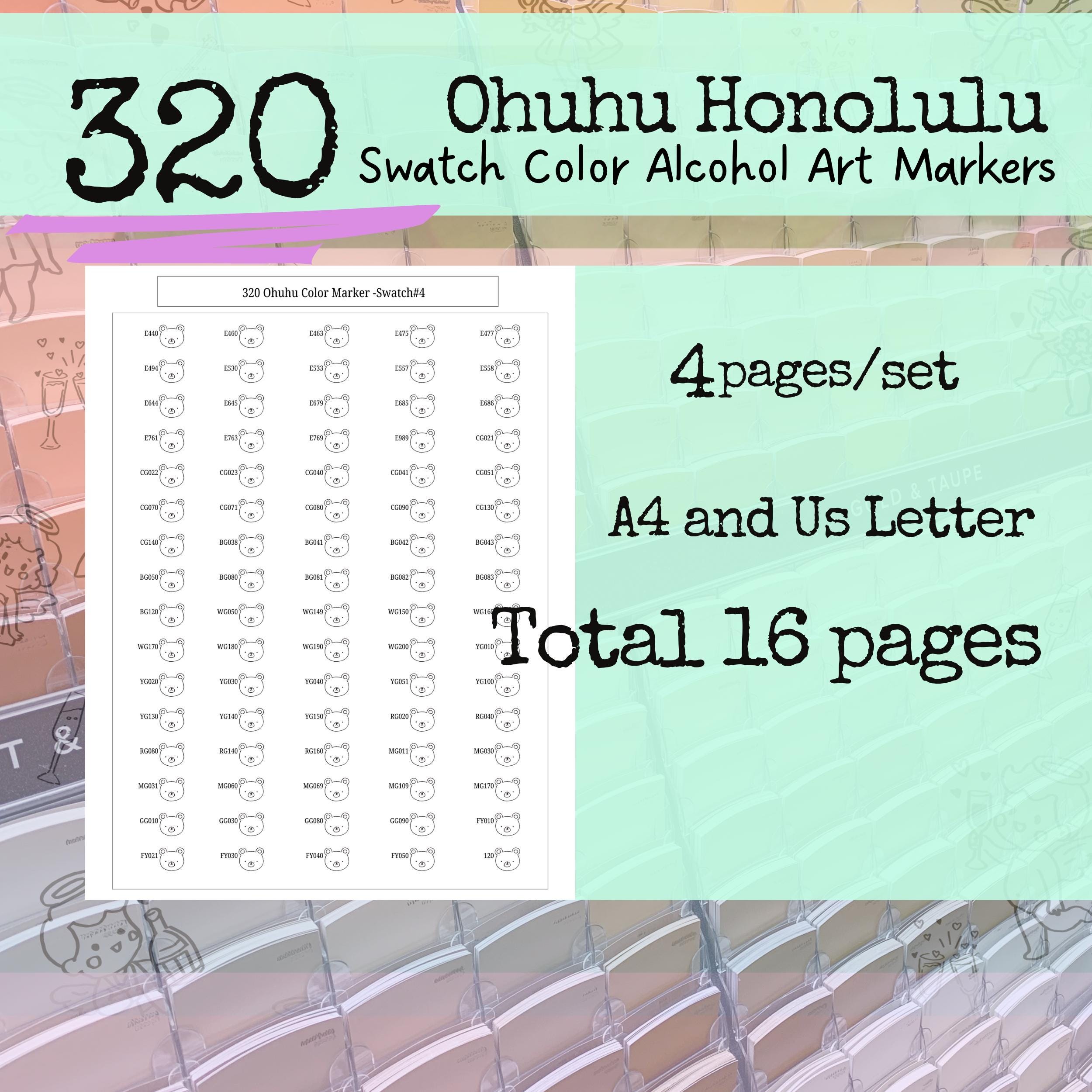 Ohuhu Honolulu 320 Color Swatch Chart Template (PDF/PNG Digital ...