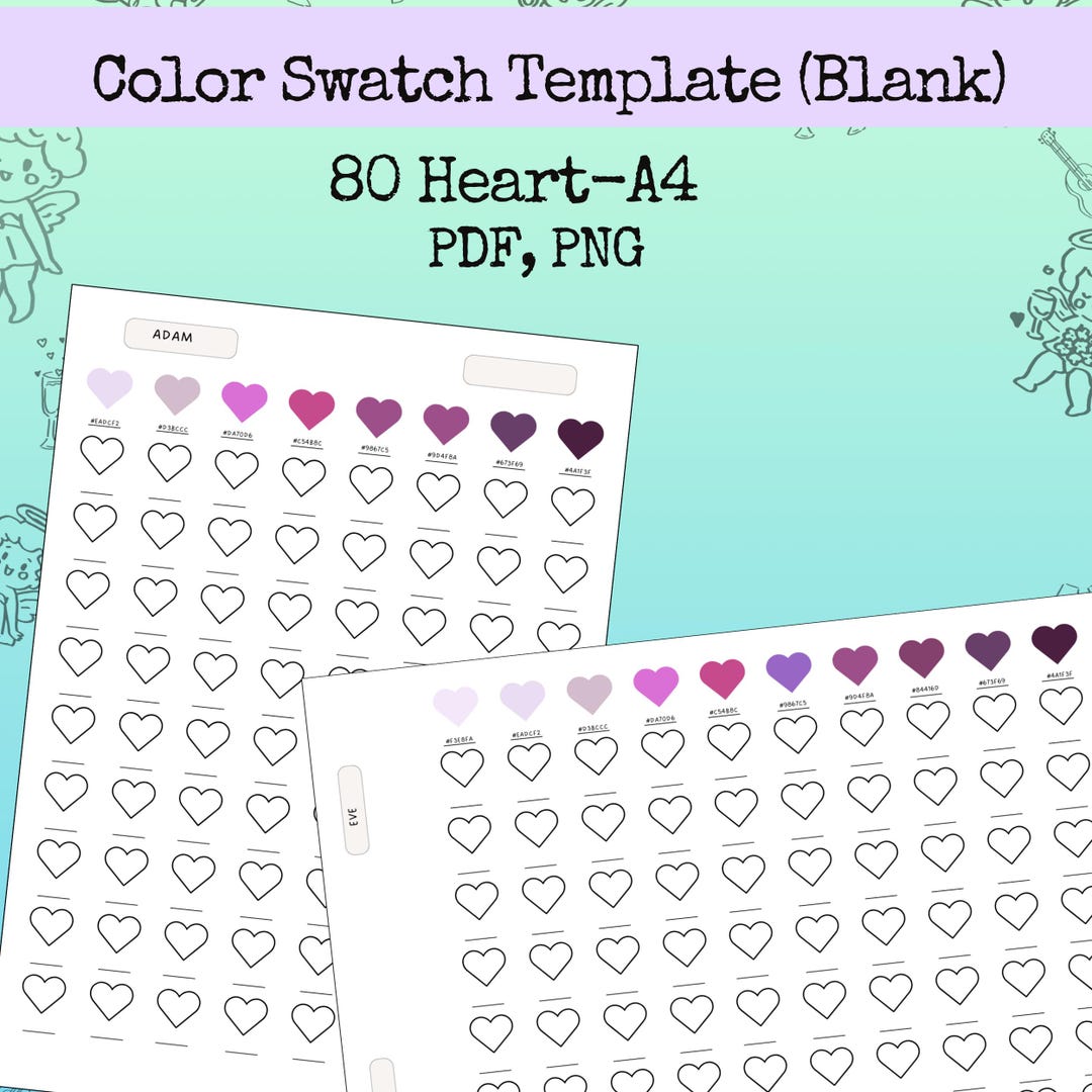 Swatch Charts, Printable Swatch, Color Palette Sheet,digital Swatch ...