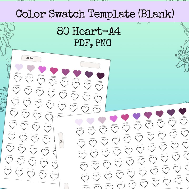 Swatch Charts, Printable Swatch, Color Palette Sheet,digital Swatch ...