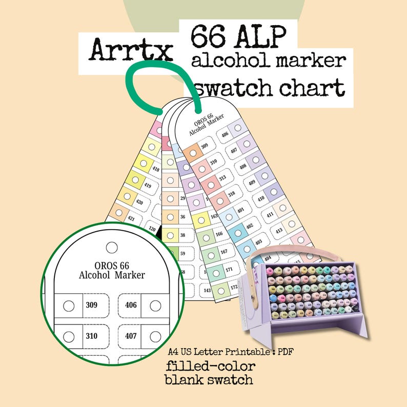 Arrtx ALP 66 Alcohol Markers, Color & Blank Swatch Chart, Easy ...