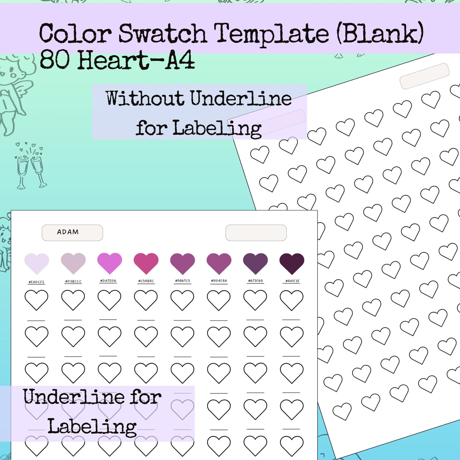 Swatch Charts, Printable Swatch, Color Palette Sheet,digital Swatch ...