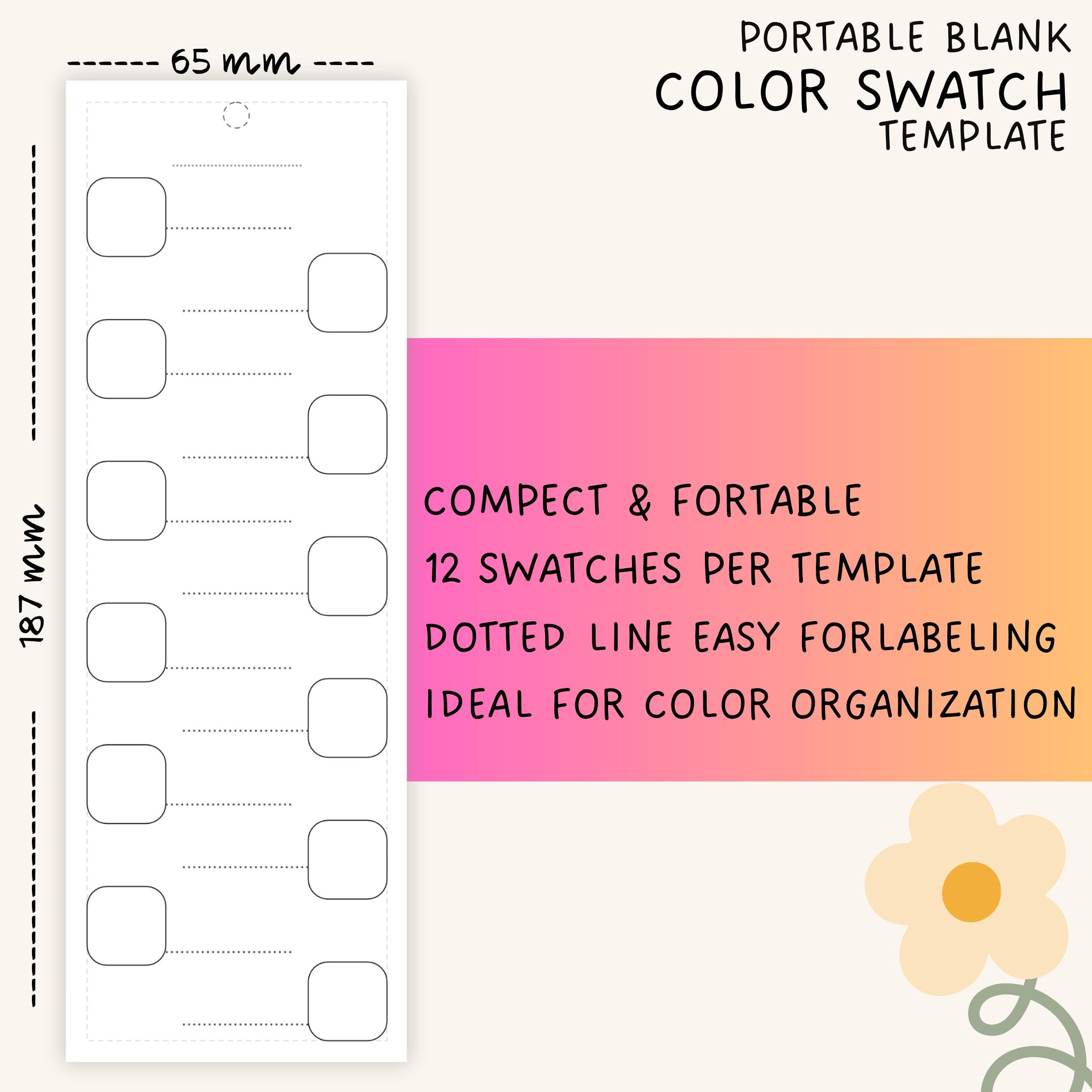 Portable Color Swatch Template - Mini Size, Blank, Pastel Color Swatch ...