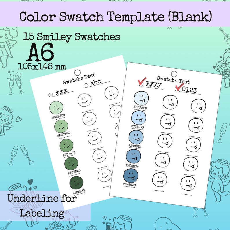 4xa6 Portable Color Swatch Template - Mini Size, Blank, Pastel Color ...