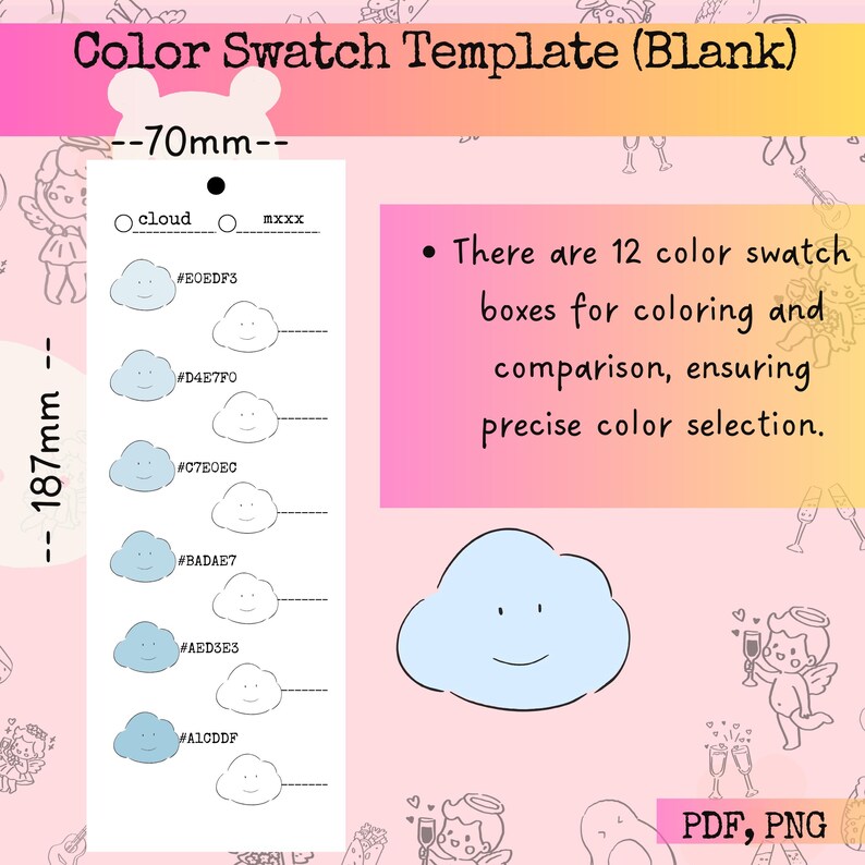 Portable Color Swatch Template - Mini Size, Blank, Pastel Color Sky ...