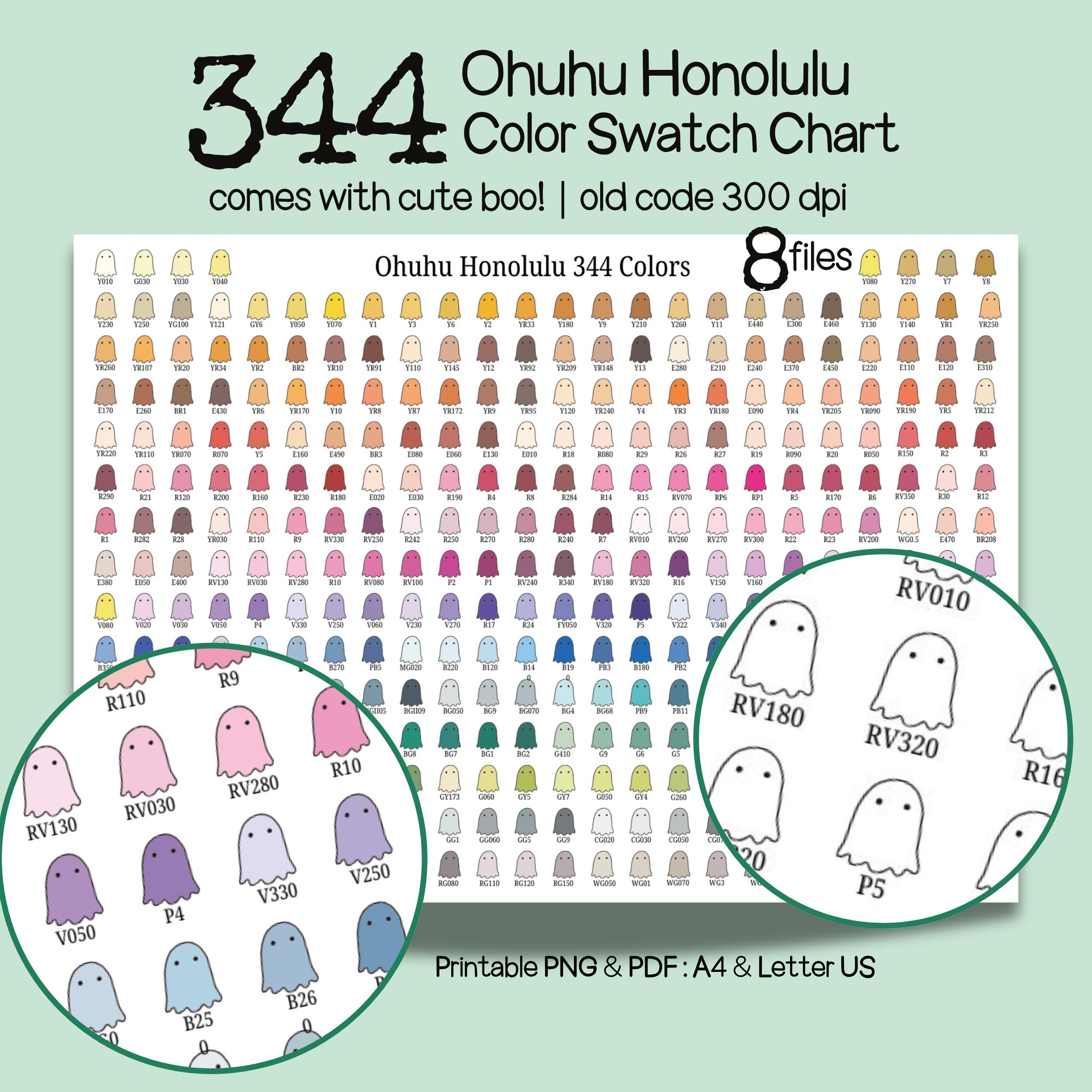 Ohuhu Honolulu 344 Swatch Chart With Boo Ghost (digital Download) - Etsy