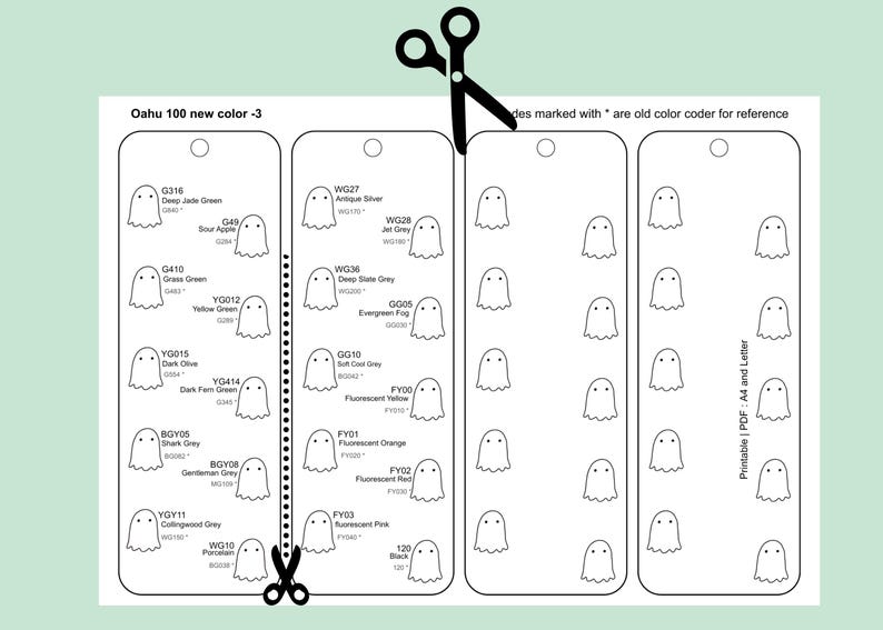 Ohuhu Oahu 100 Color Chart: Ghost Theme (PDF & PNG) - Etsy
