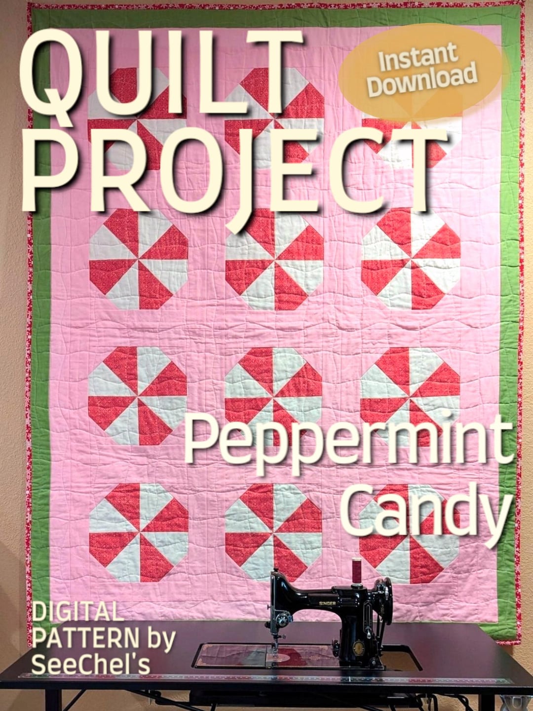 Peppermint Candy Quilt Pattern: Geometric Christmas Quilt (PDF Download ...