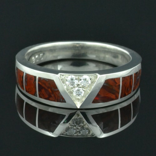 Dinosaur Bone Engagement Ring or Wedding Ring With White - Etsy