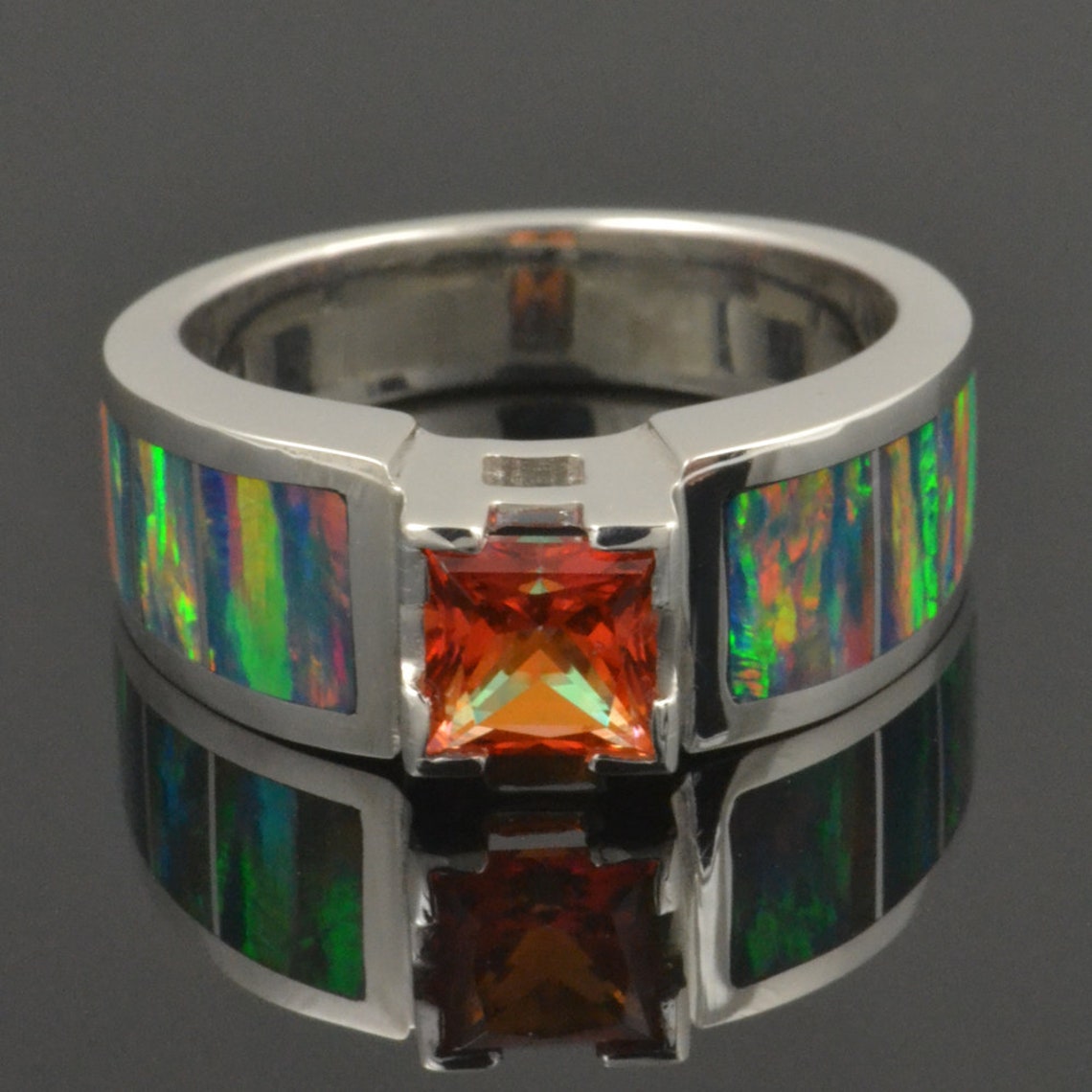 Lab Created Opal Ring With Topaz in Sterling Silver- Topaz Engagement ...