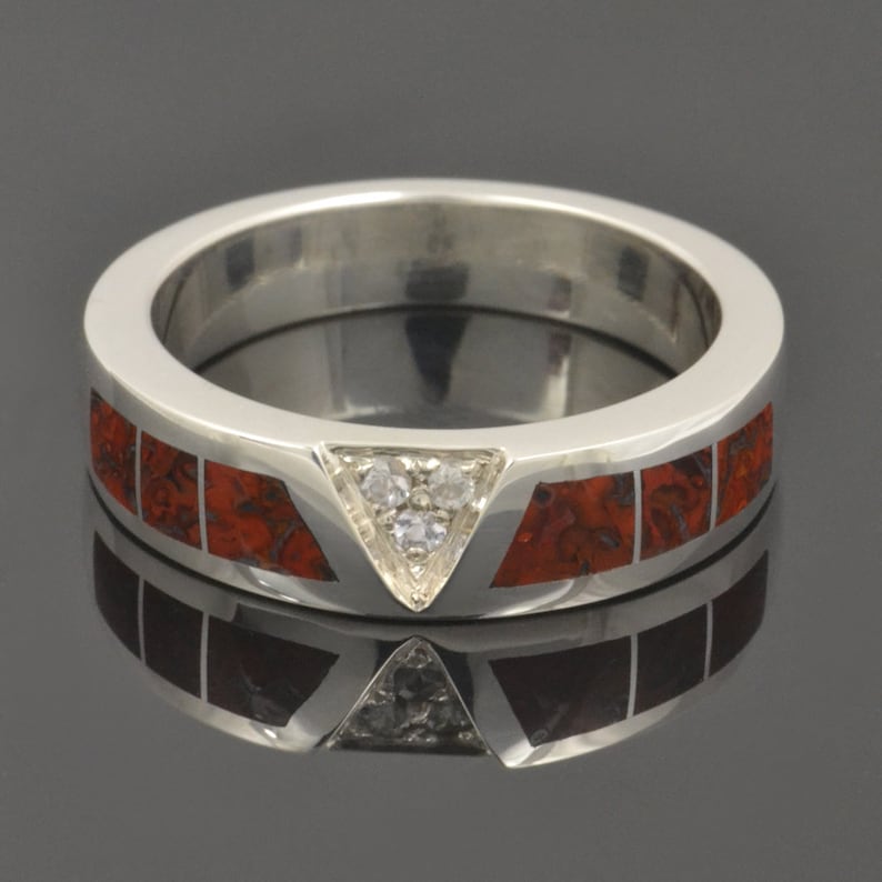 Man's Dinosaur Bone Ring With White Sapphire Accents in | Etsy