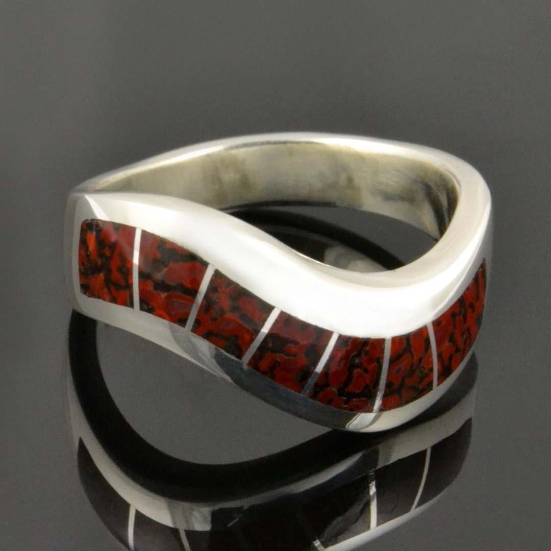 Dinosaur Bone Ring in Sterling Silver, Dinosaur Bone Wedding Ring ...