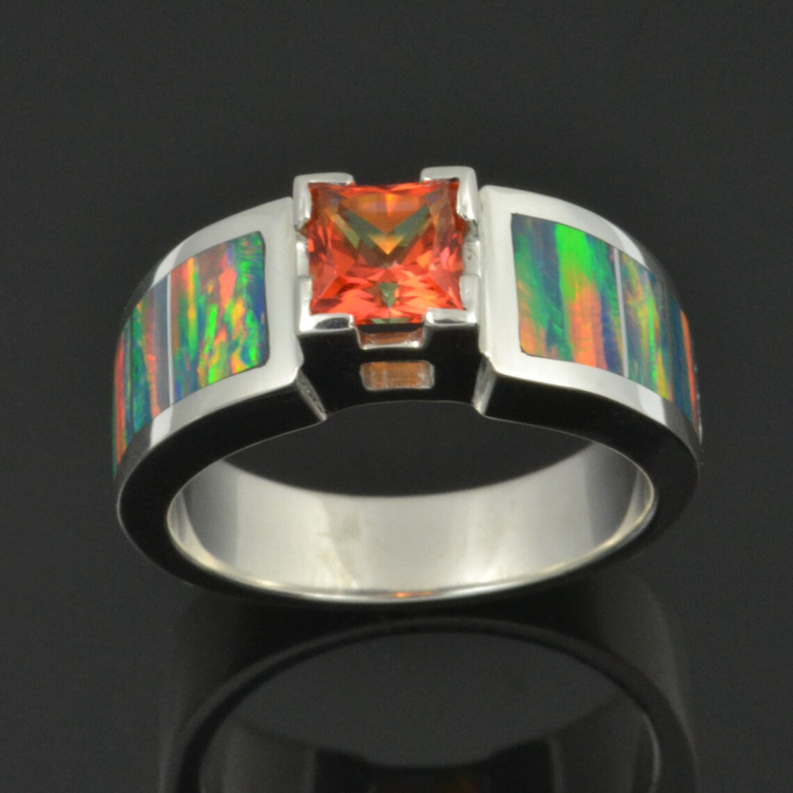 Lab Created Opal Ring With Topaz in Sterling Silver- Topaz Engagement ...